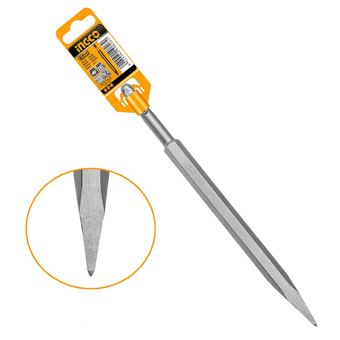 INGCO SDS PLUS Pointed Chisel 14x250mm for Concrete, Brickwork, and Sa ...