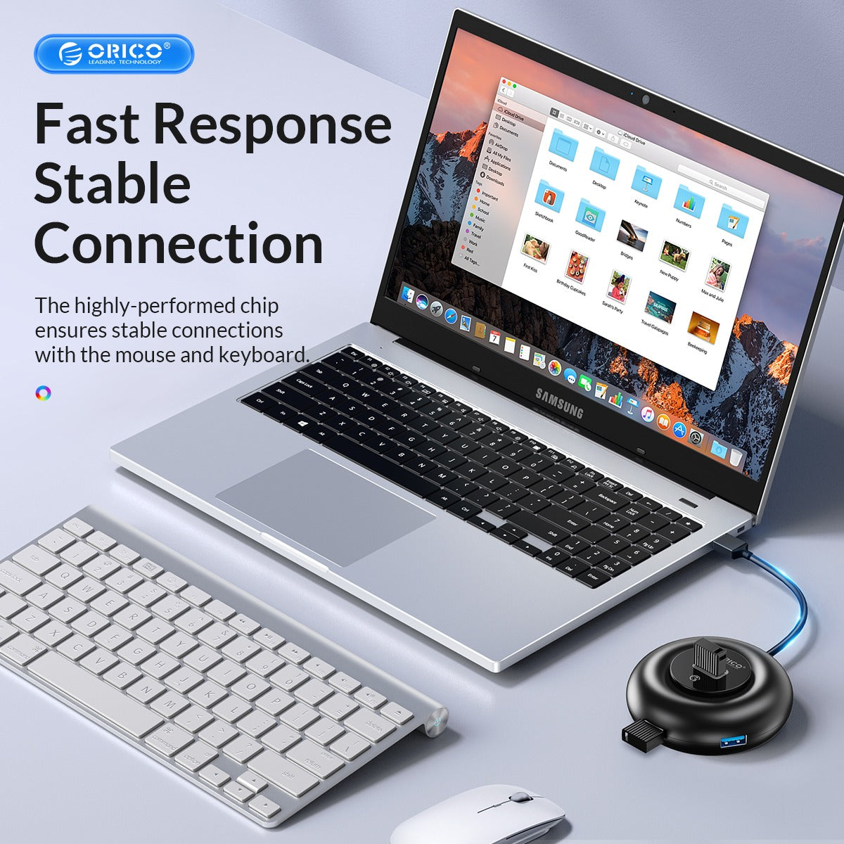 ORICO YXR4-U3 (0.3m) RGB 4-Port USB 3.0 USB-A Desktop Hub 10W with 5Gb – JG Superstore