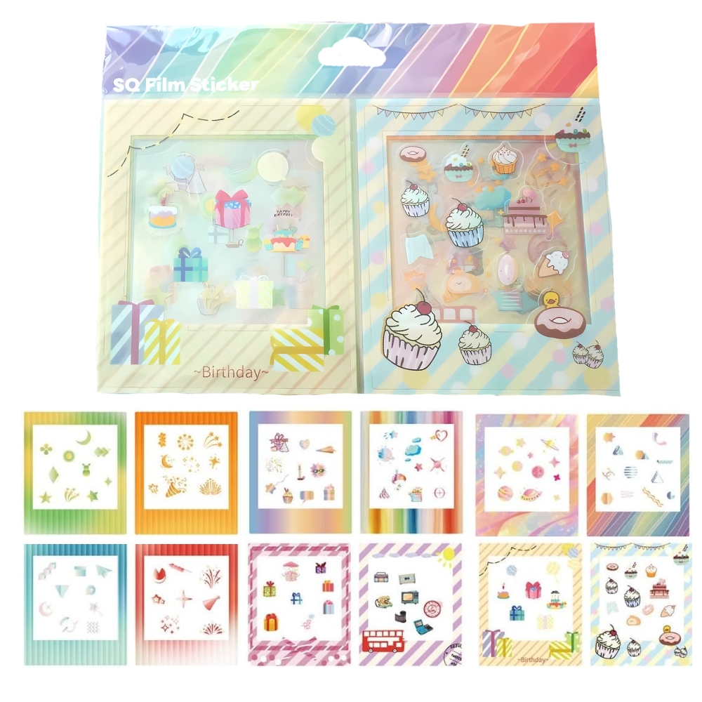 Pikxi 12 Assorted Colorful Fujifilm Instax Square SQ Film Frame Sticke ...