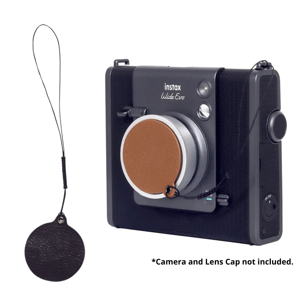 Pikxi Leather Lens Cap Sticker Keeper with Lanyard for FUJIFILM Instax ...