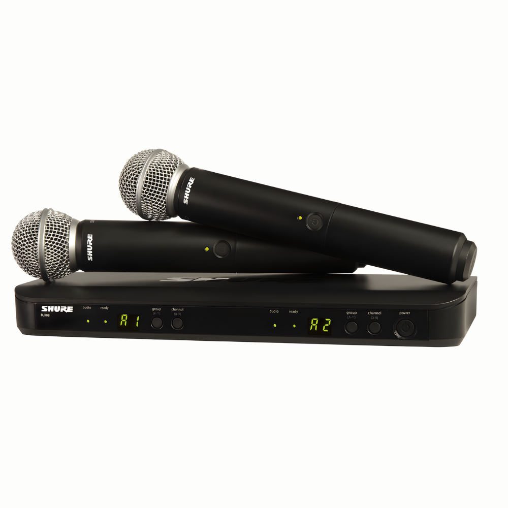 Shure BLX288 Dual Channel Wireless Handheld Microphone Vocal Combo Sys ...