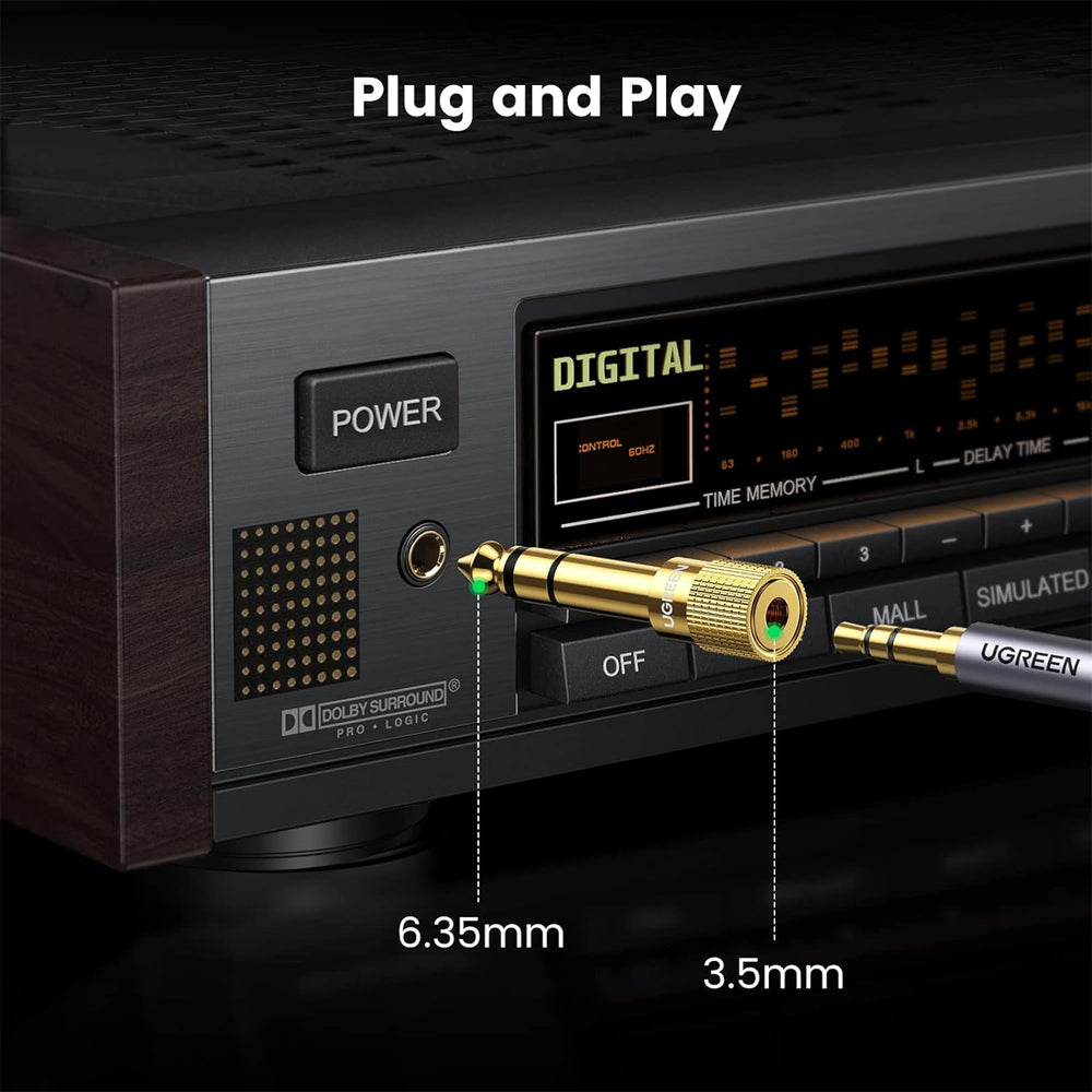 UGREEN 3.5mm to 6.3mm Stereo Jack Audio Adapter Plug - Made with Solid ...
