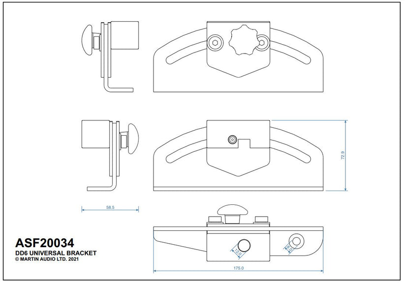 Martin Audio Universal Bracket Assembly for DD6 Speakers | ASF20034 ...